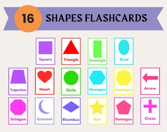16 Shapes Flash Cards, Preschool Cards, Homeschool Printables ...