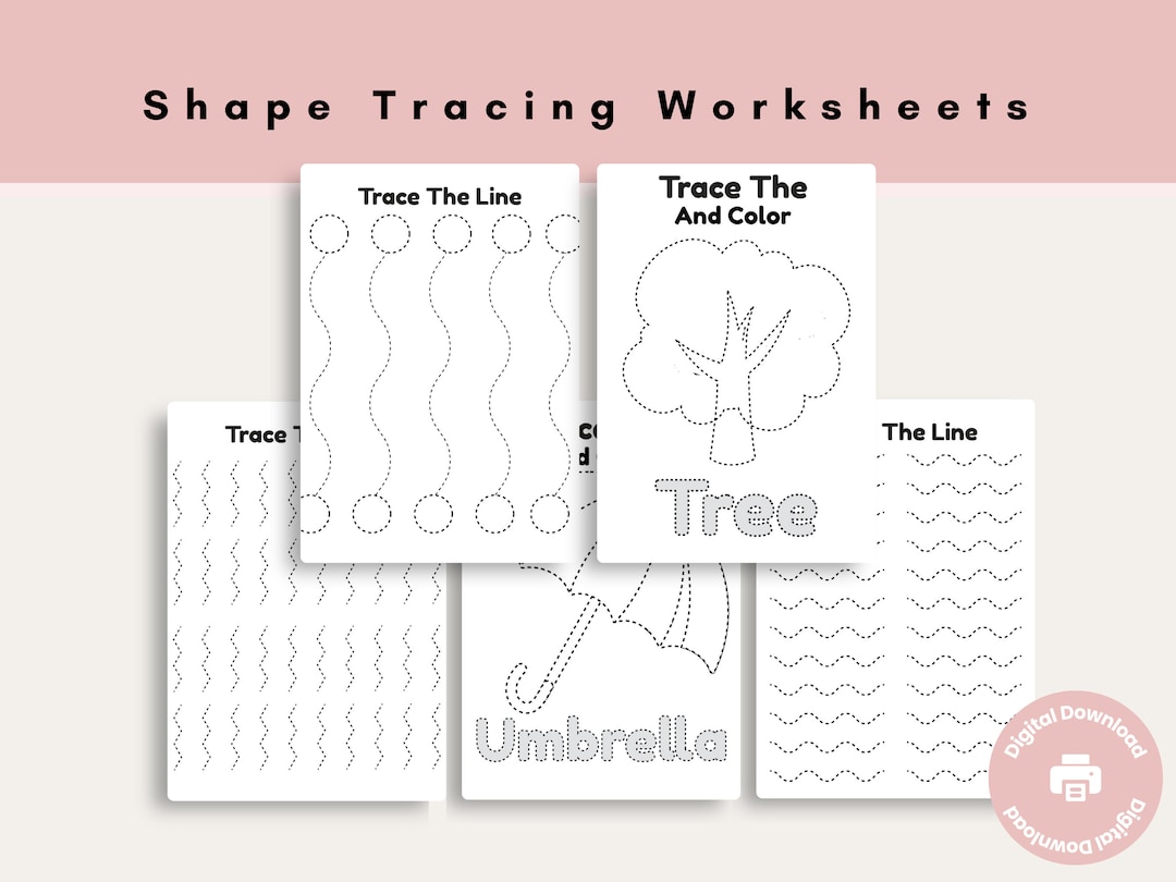 50 Preschool Line Tracing Worksheets Bundle, Printable Shape Worksheets ...