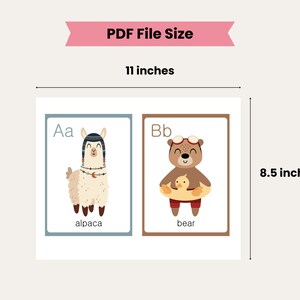 Animal Flash Cards, Alphabet Flash Cards, Nursery Alphabet Print ...