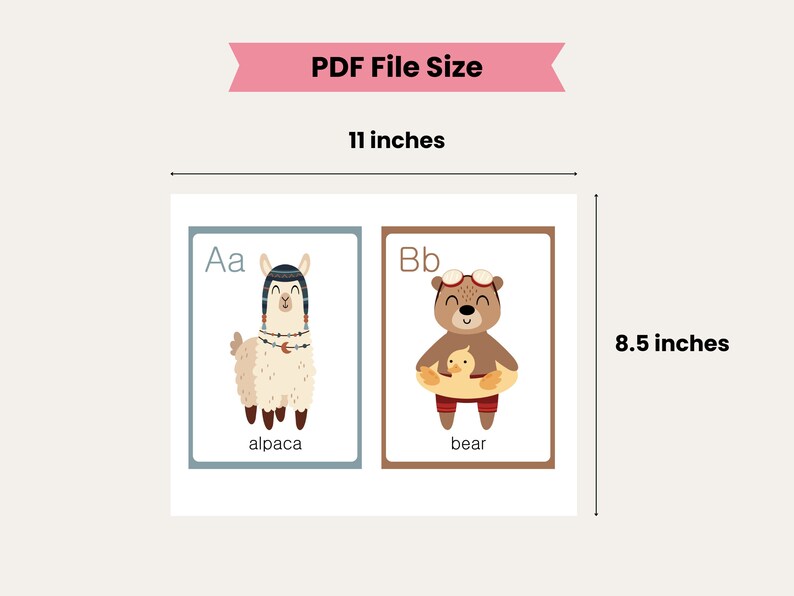 Animal Flash Cards, Alphabet Flash Cards, Nursery Alphabet Print ...