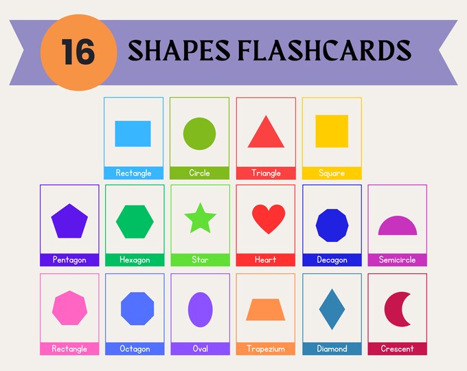 Geometric Shapes Flash Cards Printable Montessori Materials Preschool ...