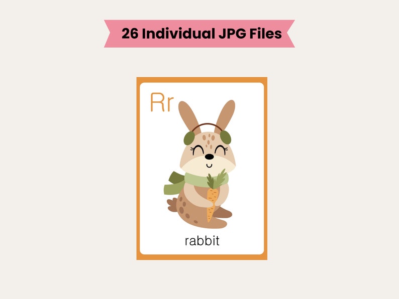 Animal Flash Cards, Alphabet Flash Cards, Nursery Alphabet Print ...