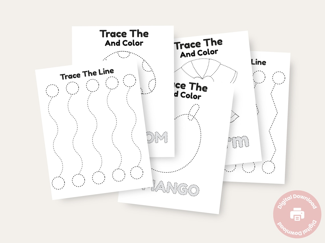 50 Preschool Line Tracing Worksheets Bundle, Printable Shape Worksheets ...