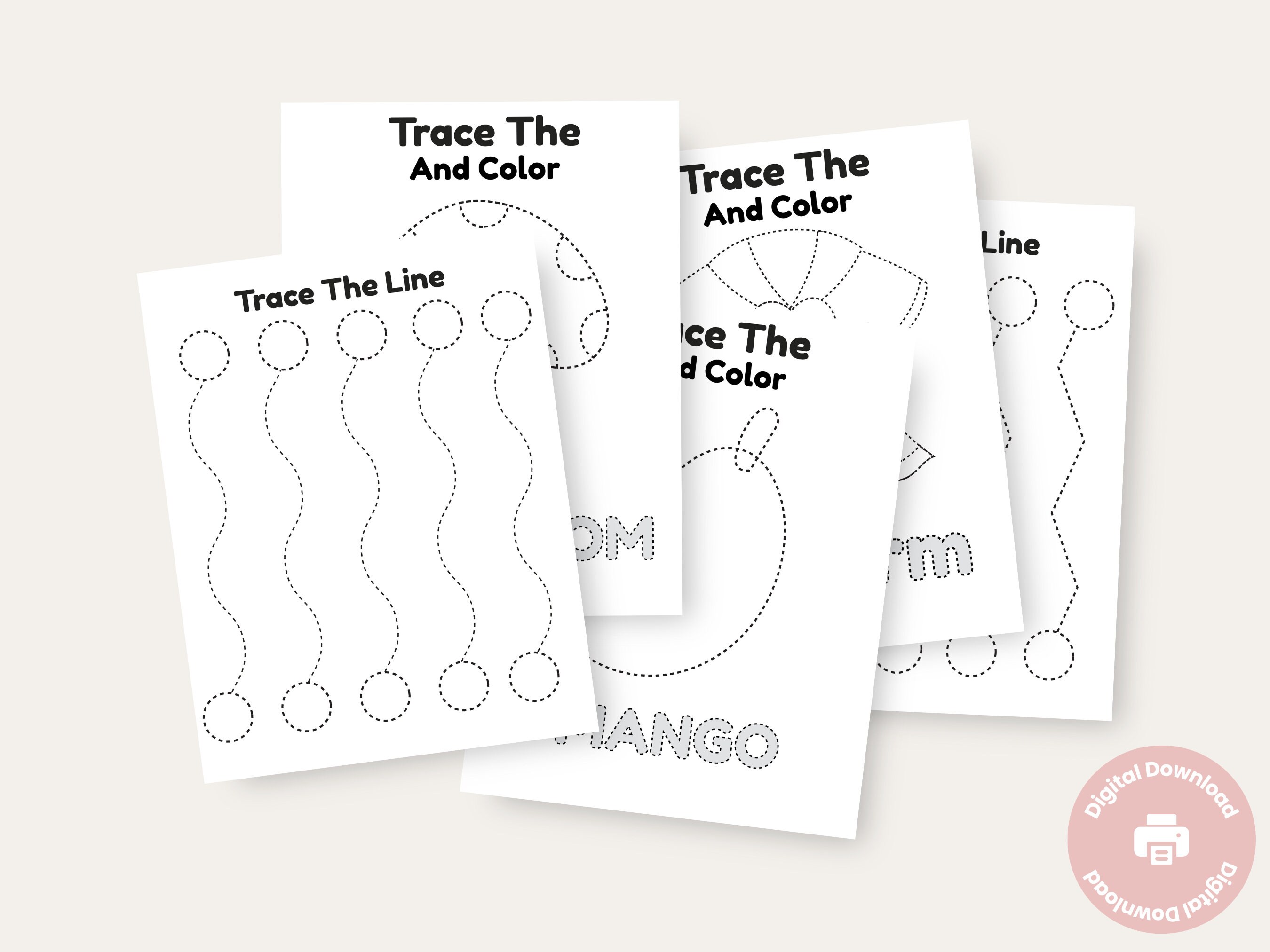 50 Preschool Line Tracing Worksheets Bundle, Printable Shape Worksheets ...