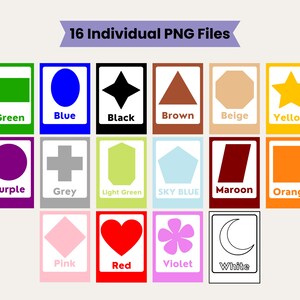 16 Color Flashcards, Montessori Flashcards, Pre-school Cards ...