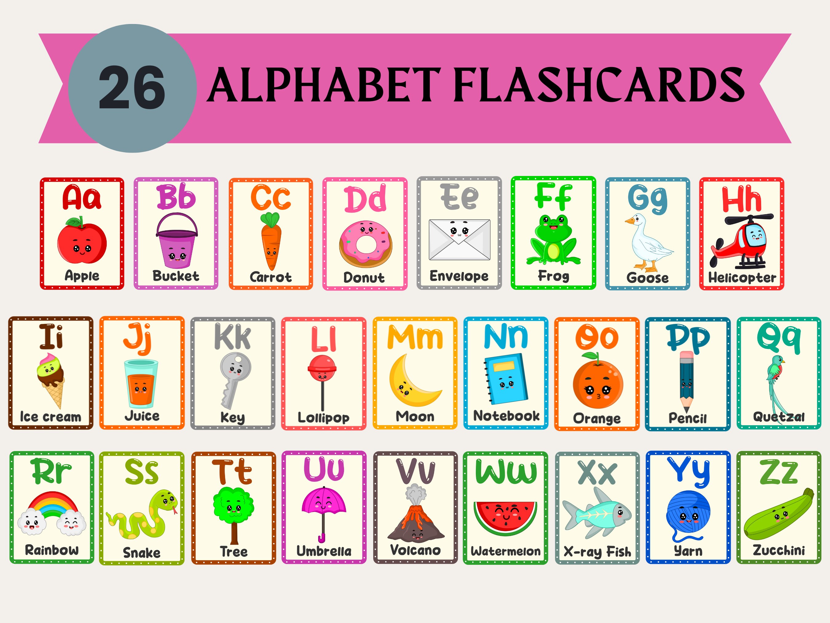 ABC Alphabet Flashcards, Educational Cards, A-Z Cards, Learn Abcs ...