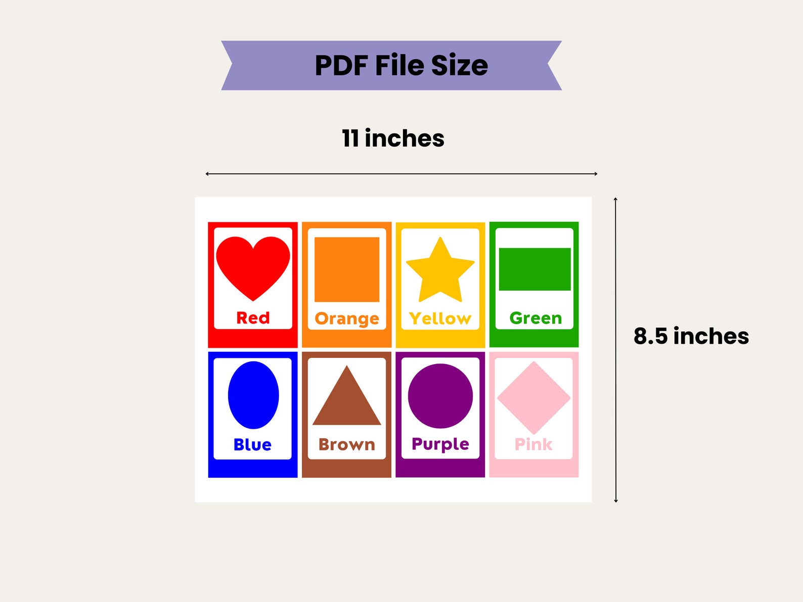 16 Color Flashcards, Montessori Flashcards, Pre-school Cards ...