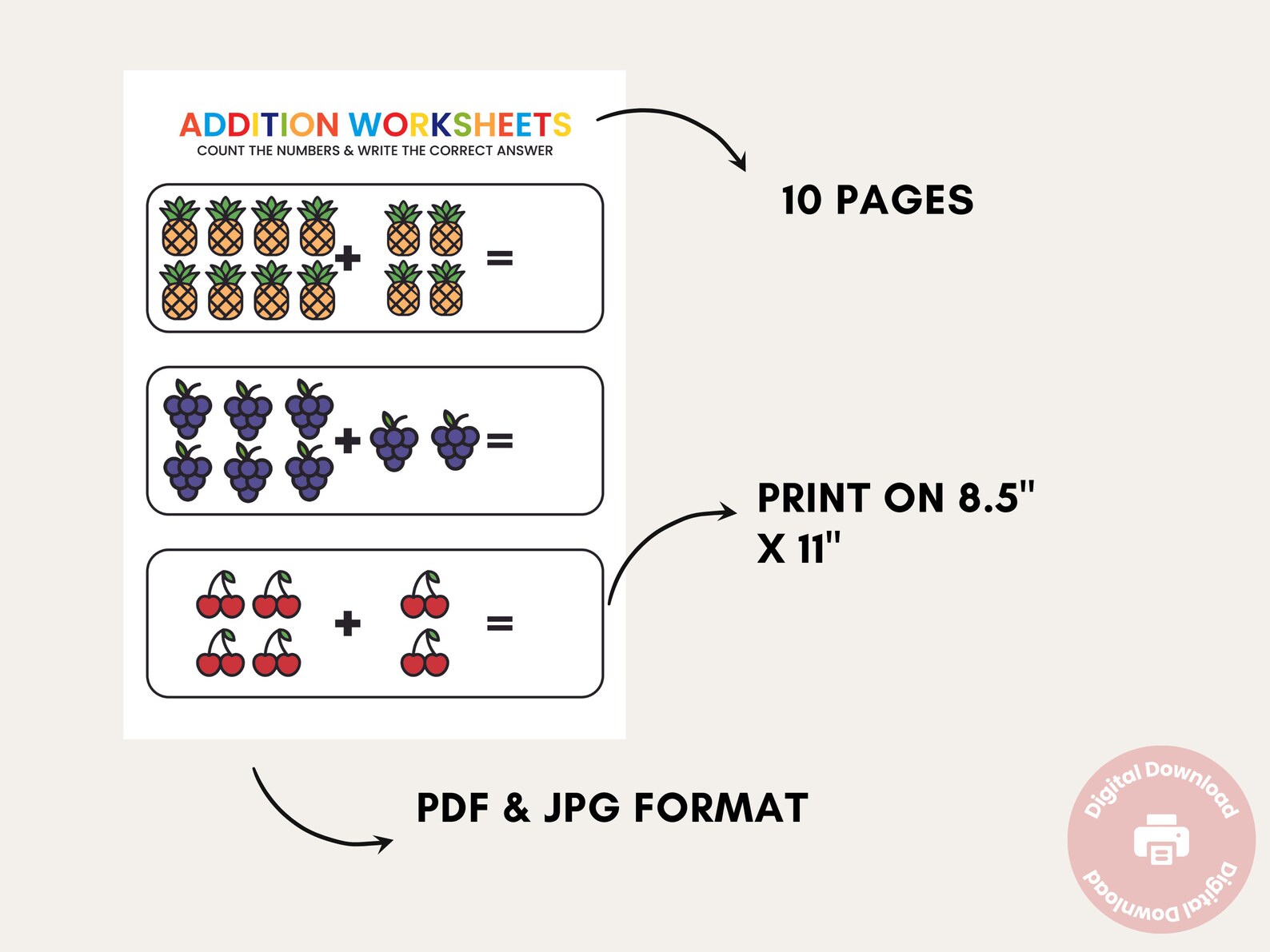 Math Worksheets, Addition Worksheet, Kindergarten, Homeschooling ...