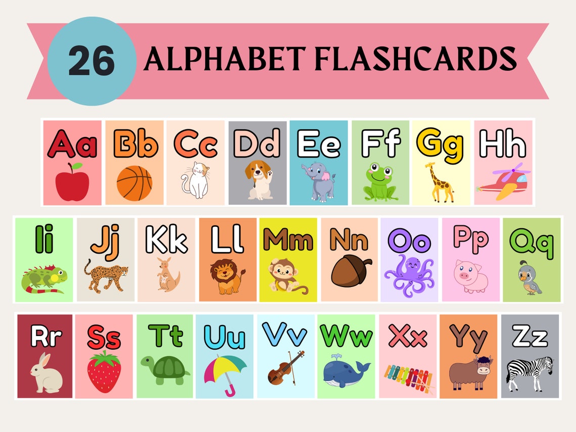 Printable Alphabet Flashcards for Kids, Educational Cards, A-Z Cards ...