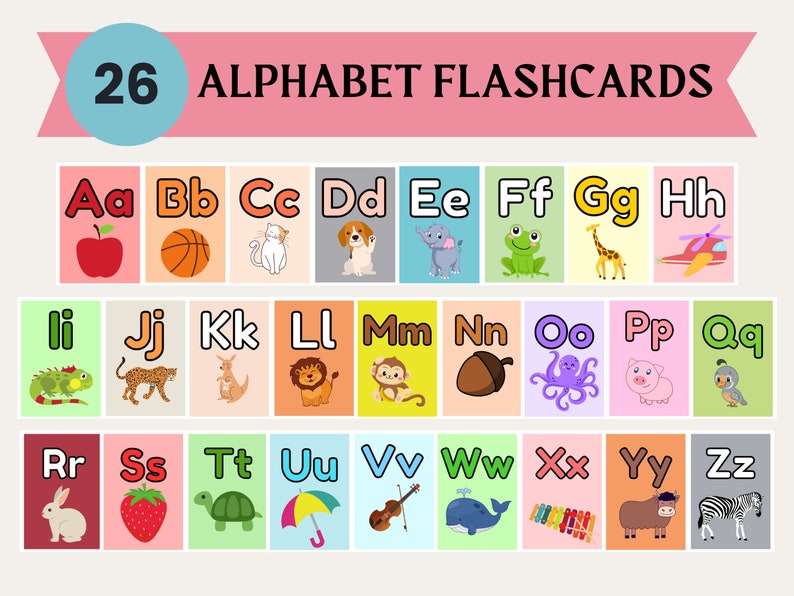 Printable Alphabet Flashcards for Kids, Educational Cards, A-Z Cards ...