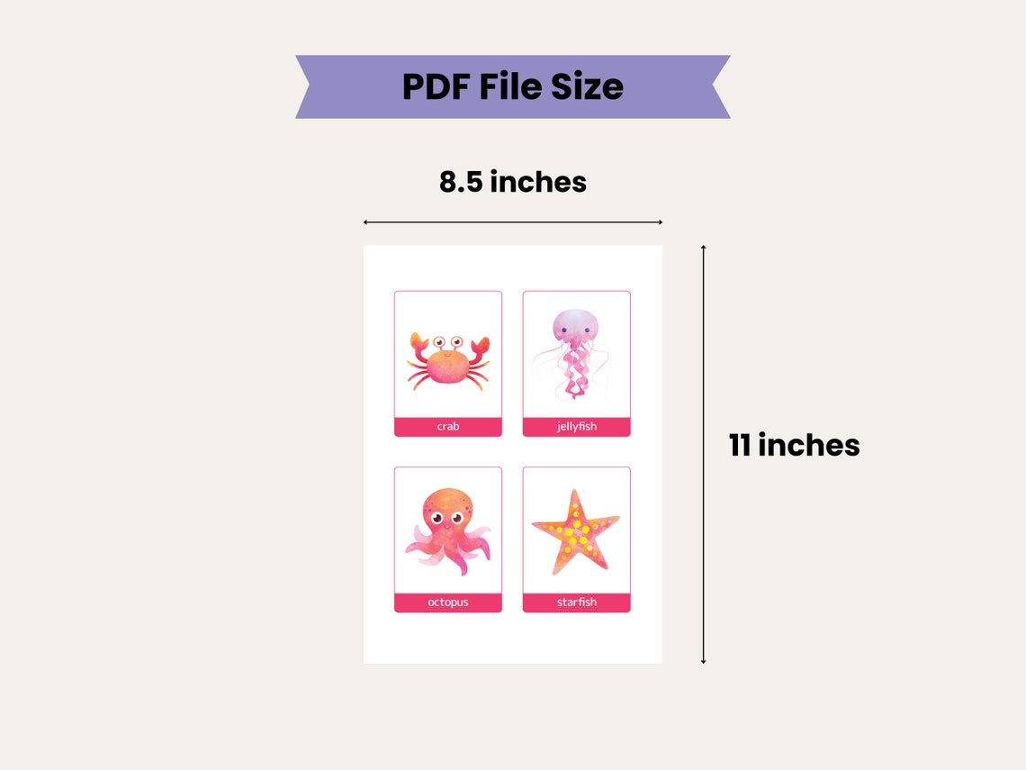 18 Ocean Animal Flashcards, Montessori Materials, Educational Printable ...