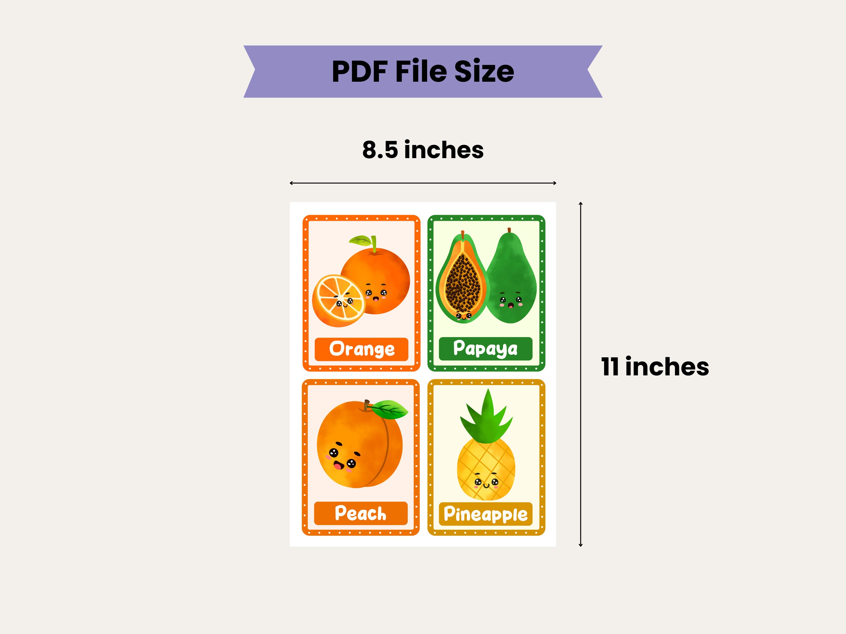 Printable Watercolor Fruits Flashcards, Montessori Flashcards, Pre ...