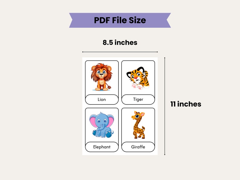 40 Zoo Animal Flashcards, Montessori Materials, Educational Printable ...