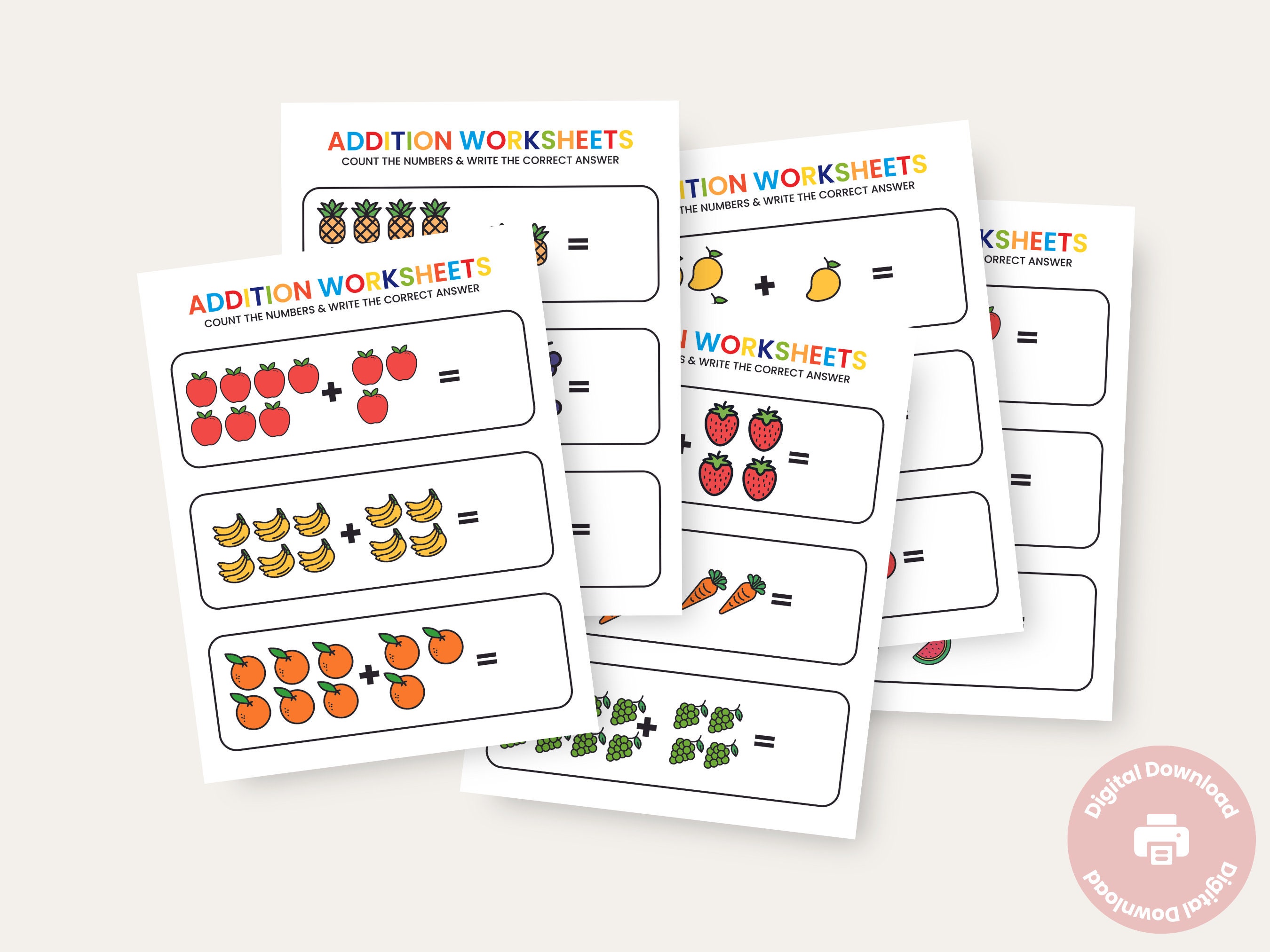 Math Worksheets, Addition Worksheet, Kindergarten, Homeschooling ...