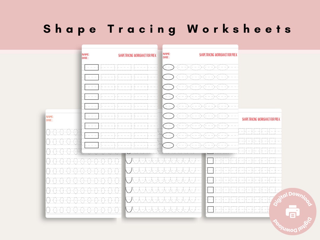 Preschool Shape Tracing Worksheets, Shape Tracing, Line Tracing ...