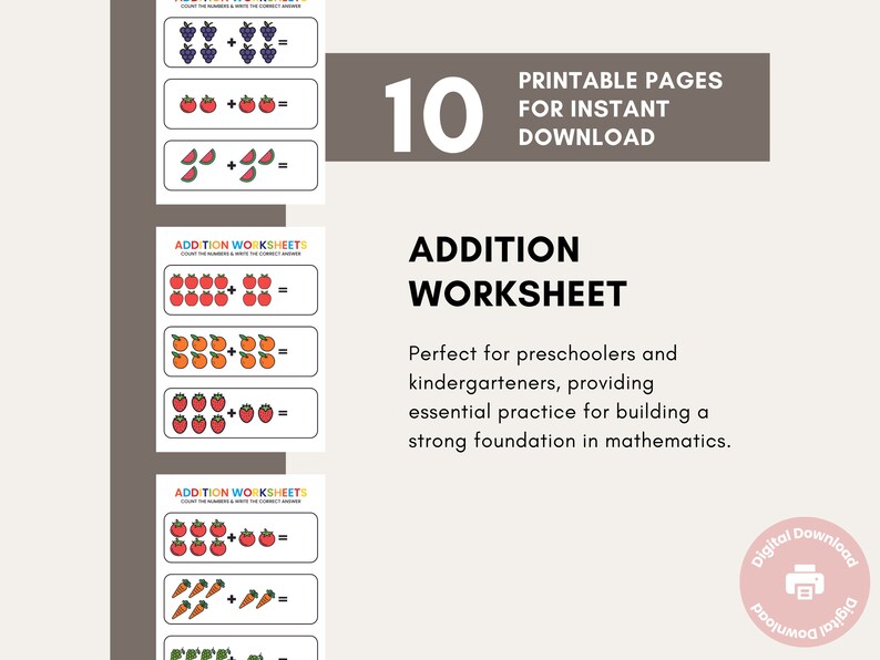 Math Worksheets, Addition Worksheet, Kindergarten, Homeschooling ...