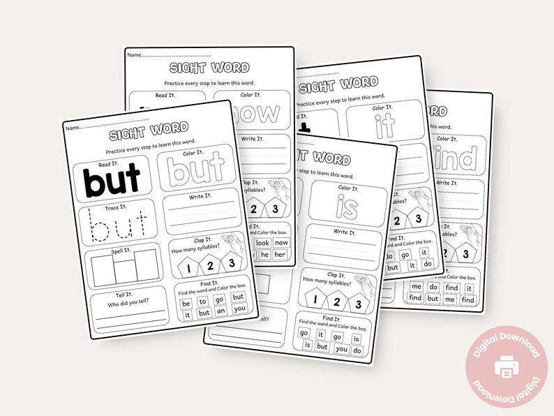 Sight Word Worksheets, Kindergarten Sight Word Worksheets, Preschool ...