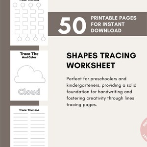 50 Preschool Line Tracing Worksheets Bundle, Printable Shape Worksheets ...