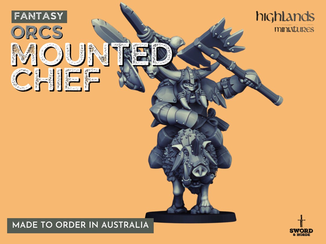 Orc Mounted Chief Highland Miniatures, Orcs & Goblins - Etsy