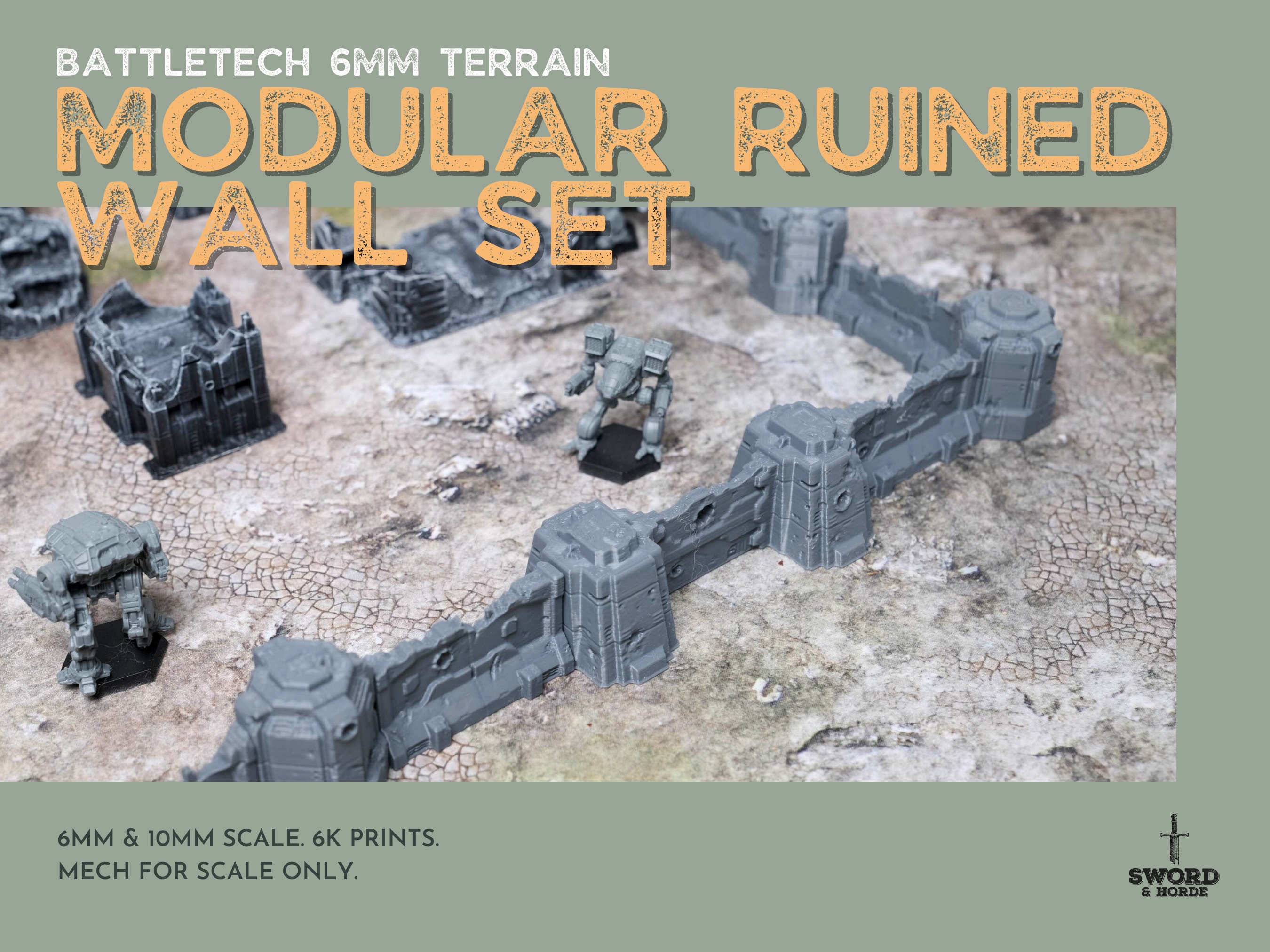 Modular Ruined Wall Terrain Set Battletech Mechwarrior Miniatures - Etsy