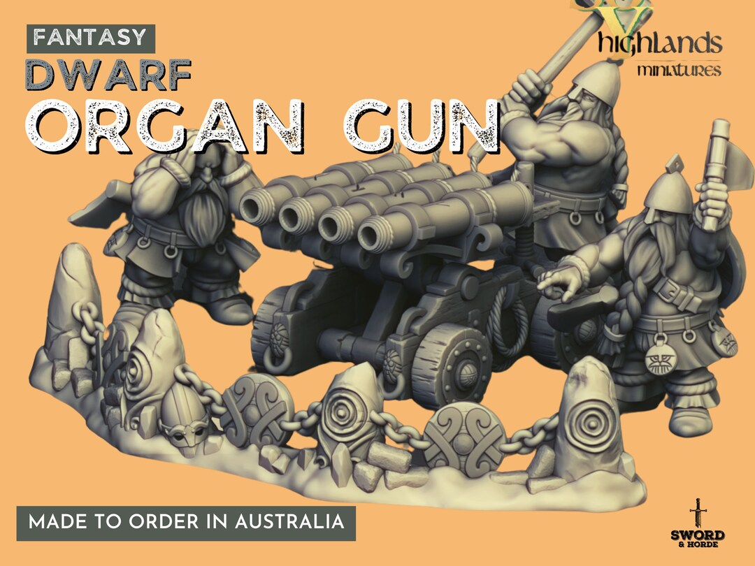 Dwarf Organ Gun Highland Miniatures, Fantasy Dwarves - Etsy