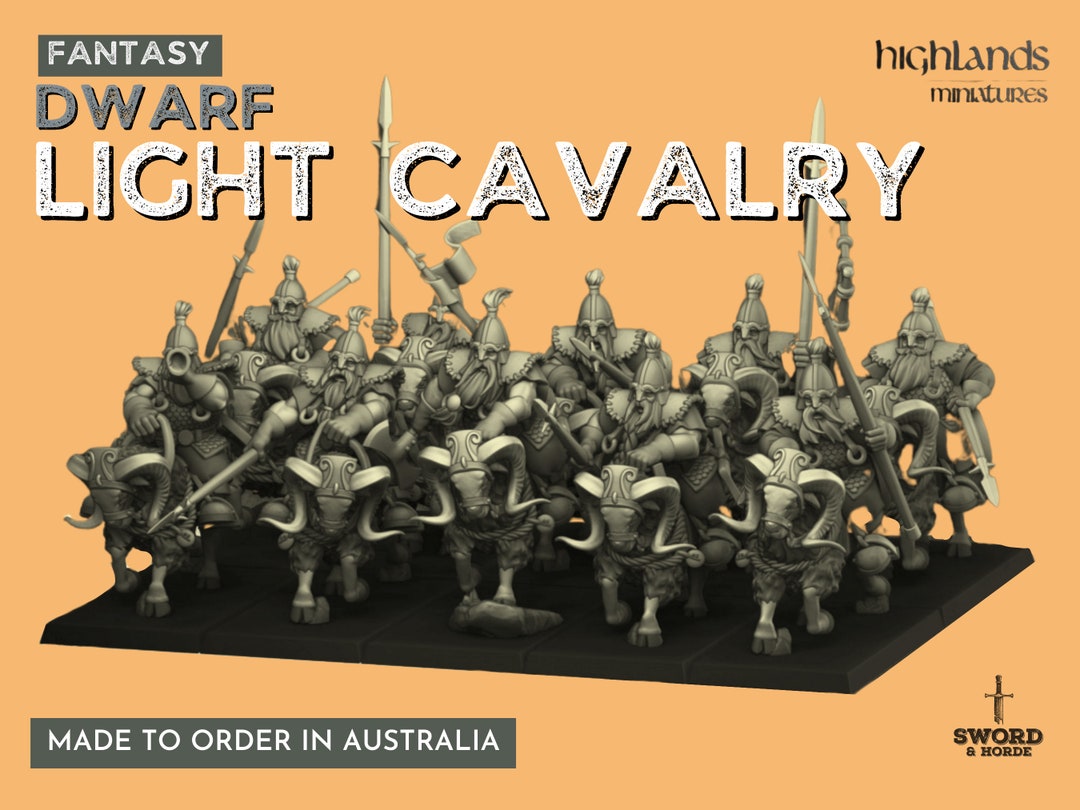 Dwarf Light Cavalry Highland Miniatures, Fantasy Dwarfs - Etsy