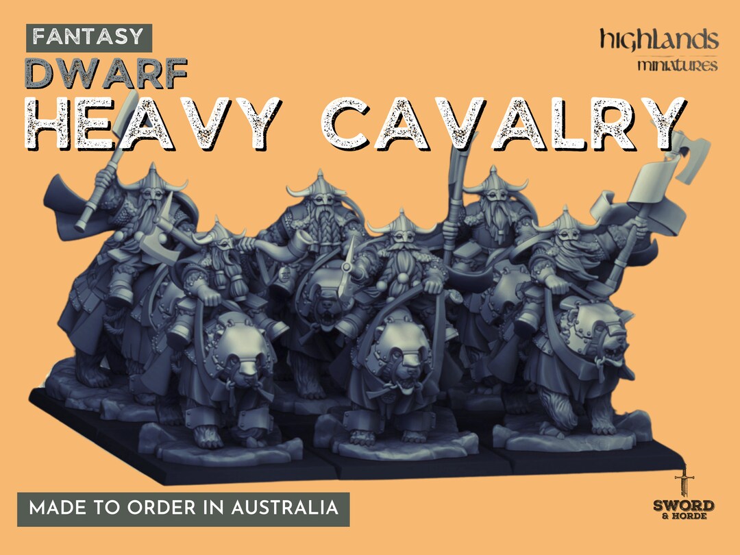 Dwarf Heavy Cavalry Mounted Dwarves Highland Miniatures, Fantasy ...