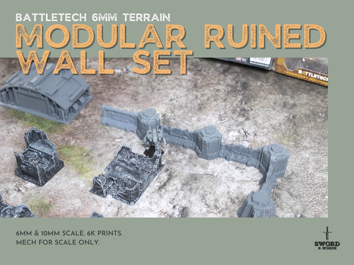 Modular Ruined Wall Terrain Set Battletech Mechwarrior Miniatures - Etsy