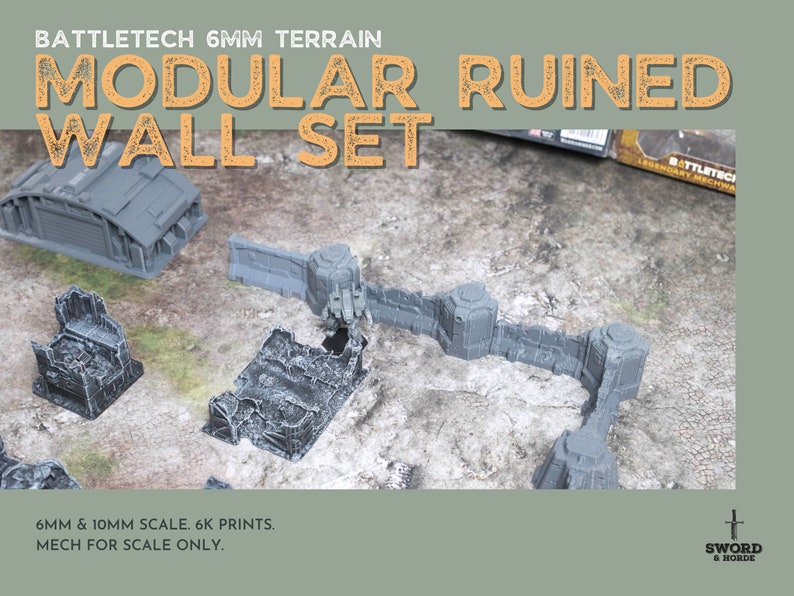Modular Ruined Wall Terrain Set Battletech Mechwarrior Miniatures - Etsy