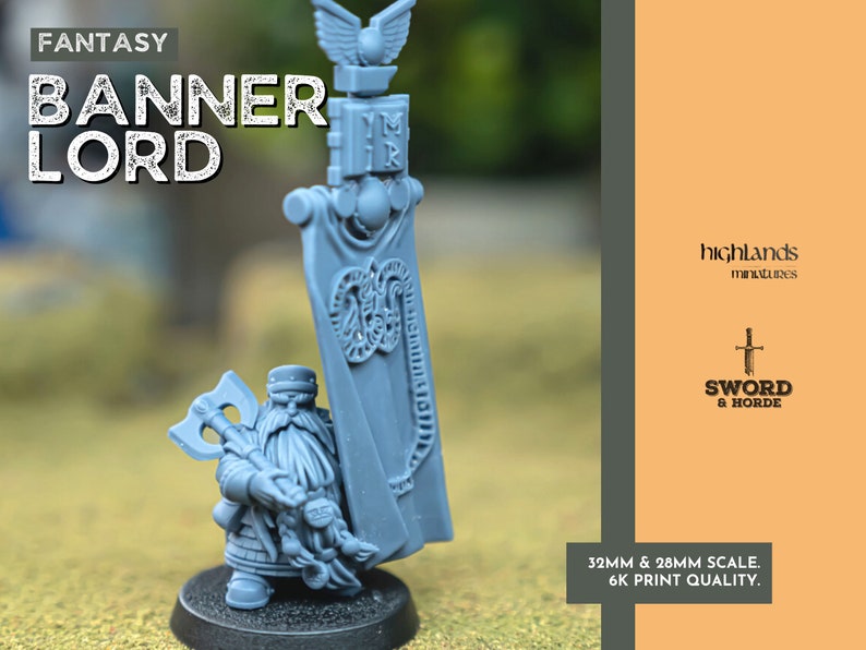 Dwarf Banner Lord Battle Standard Bearer Bsb Highland Miniatures