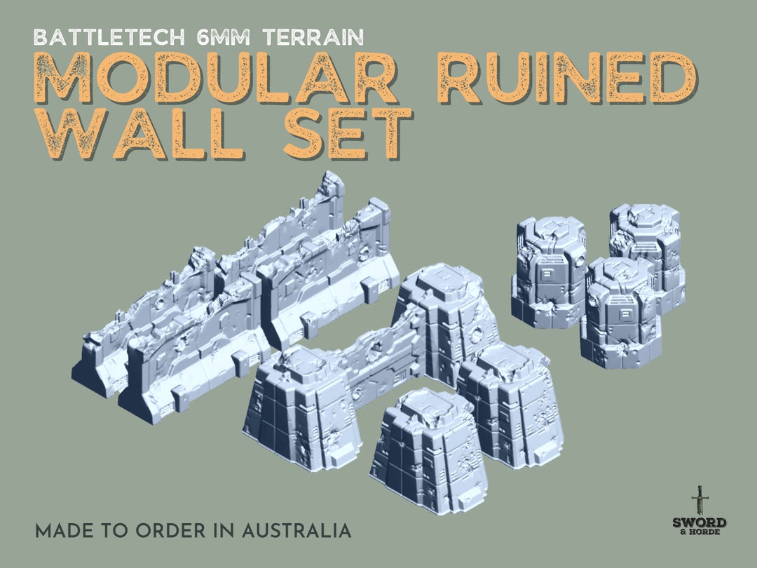Modular Ruined Wall Terrain Set Battletech Mechwarrior Miniatures - Etsy