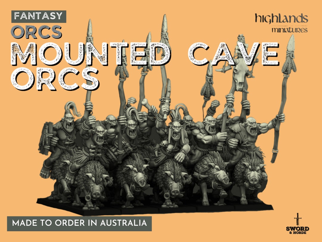 Orc Mounted Cave Orcs Highland Miniatures, Orcs & Goblins - Etsy