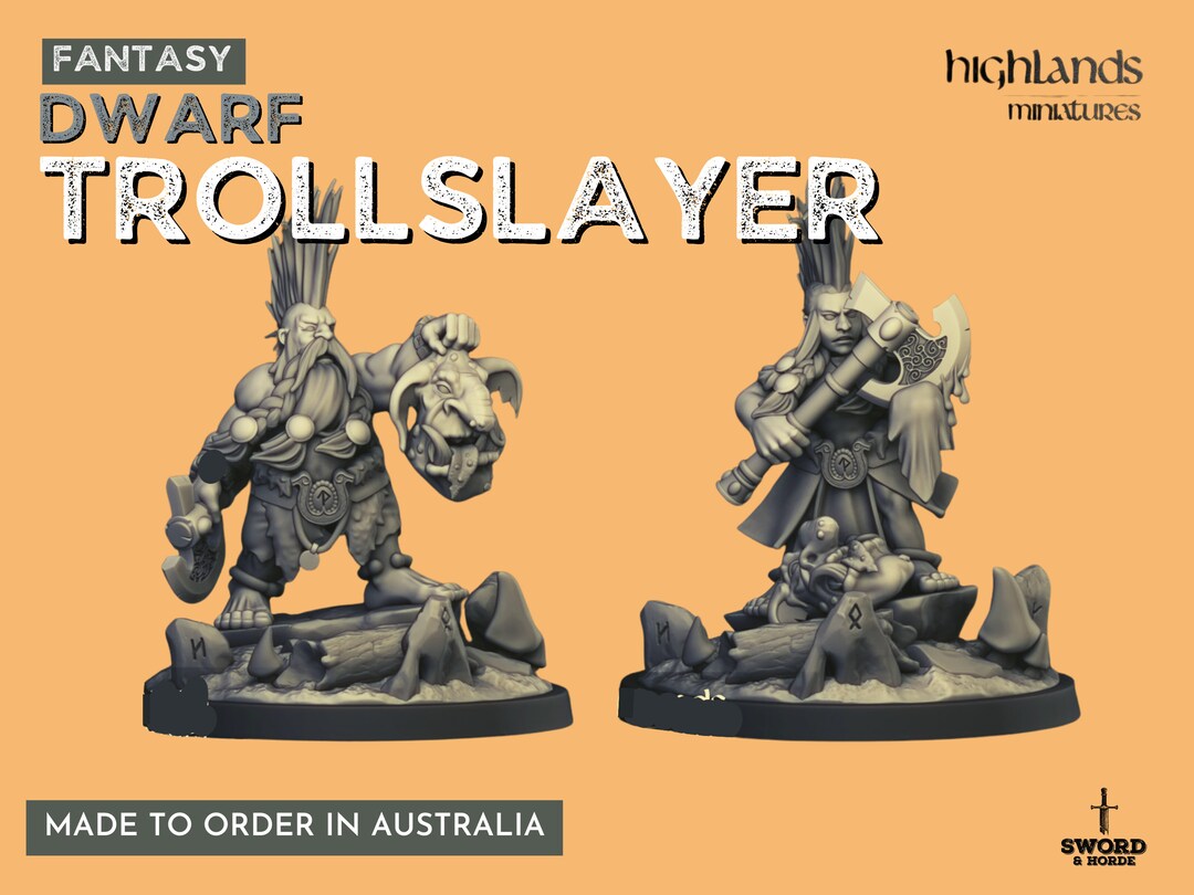 Dwarf Trollslayer Highland Miniatures, Fantasy Dwarves - Etsy