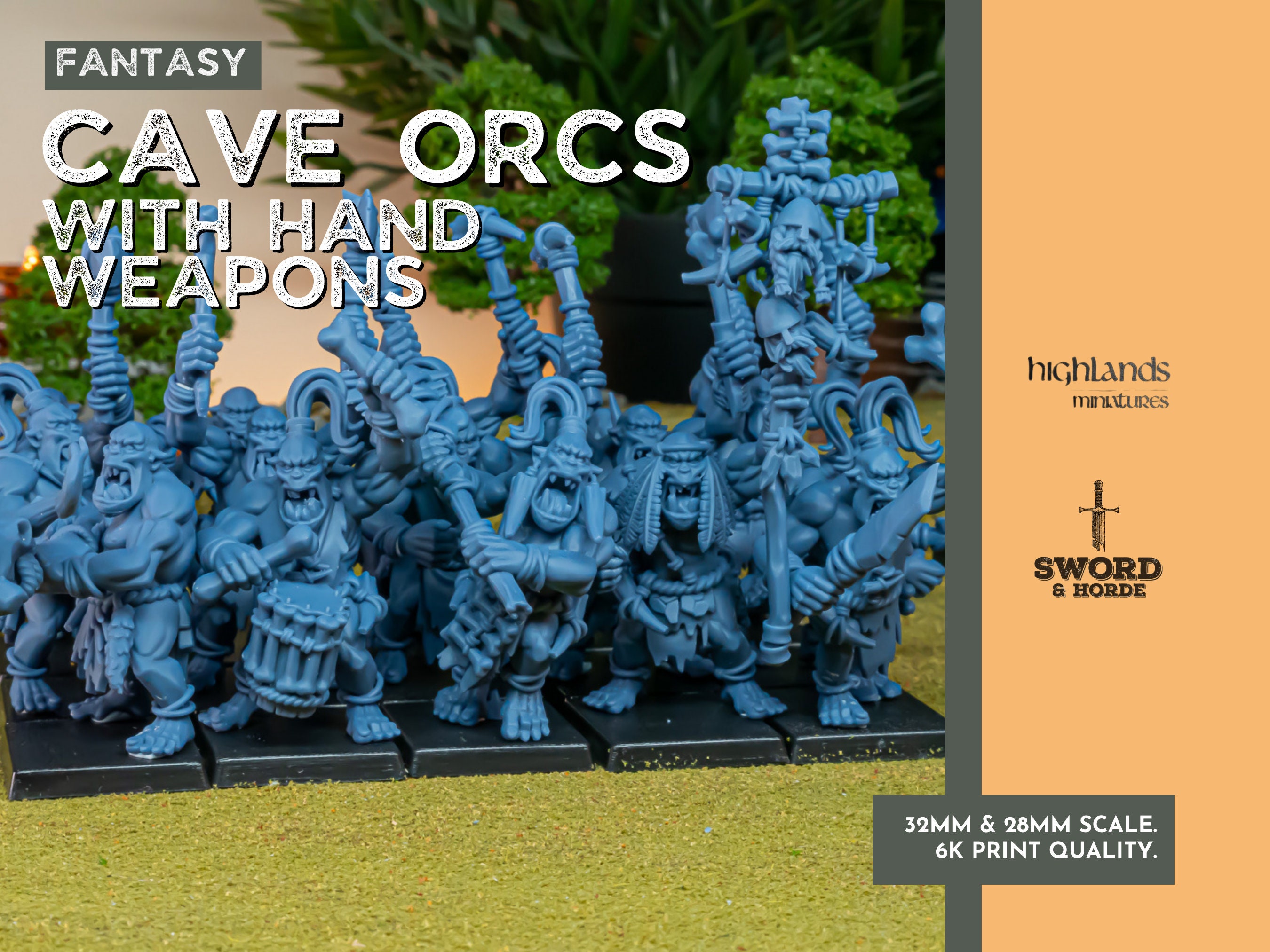 Orc Cave Orcs With Hand Weapons Highland Miniatures Orcs And Goblins Etsy