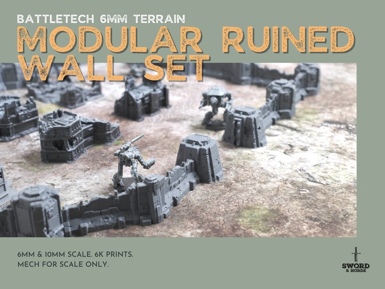 Modular Ruined Wall Terrain Set Battletech Mechwarrior Miniatures - Etsy