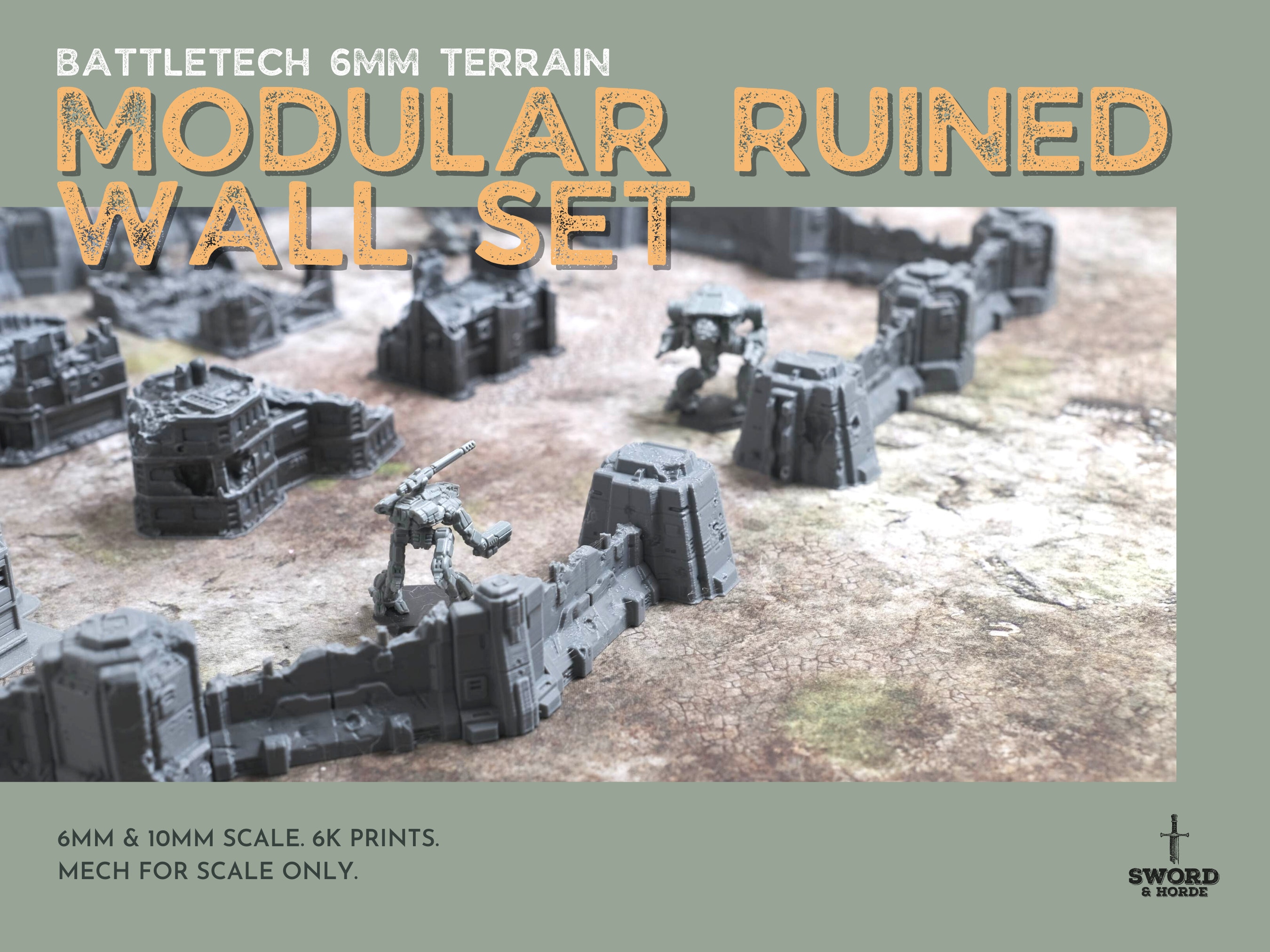 Modular Ruined Wall Terrain Set Battletech Mechwarrior Miniatures - Etsy