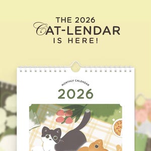 2026 Cat Calendar | Wall Calendar A4 Original Illustrated | Cute Kawaii ...