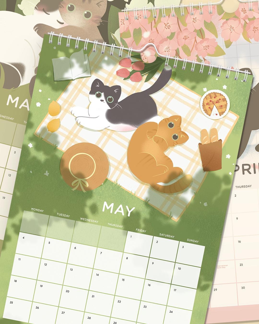 2026 Cat Calendar | Wall Calendar A4 Original Illustrated | Cute Kawaii ...