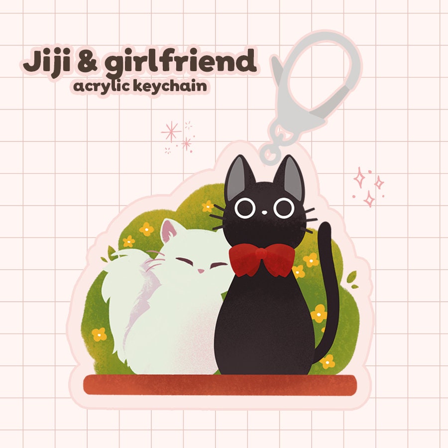 Black Cat and Cute Girlfriend Acrylic Keychain Jiji Anime Cute Kawaii ...