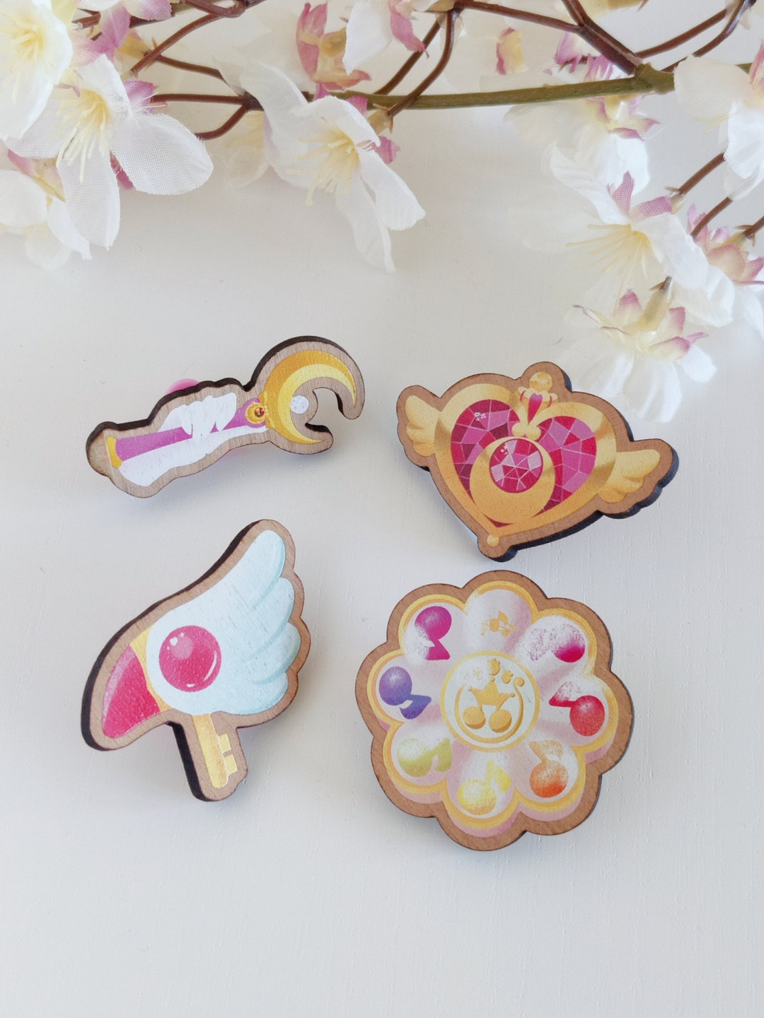 Magical Girl Staff & Brooch Wooden Pin - Etsy