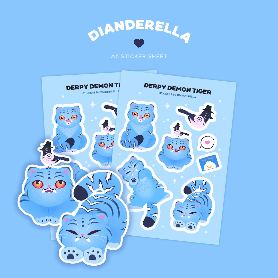 Buy Derpy Demon Tiger Sticker Sheet | Kpop Demon Hunters Tiger and Bird ...