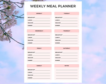 Weekly Meal Planner Printable A4 - Etsy