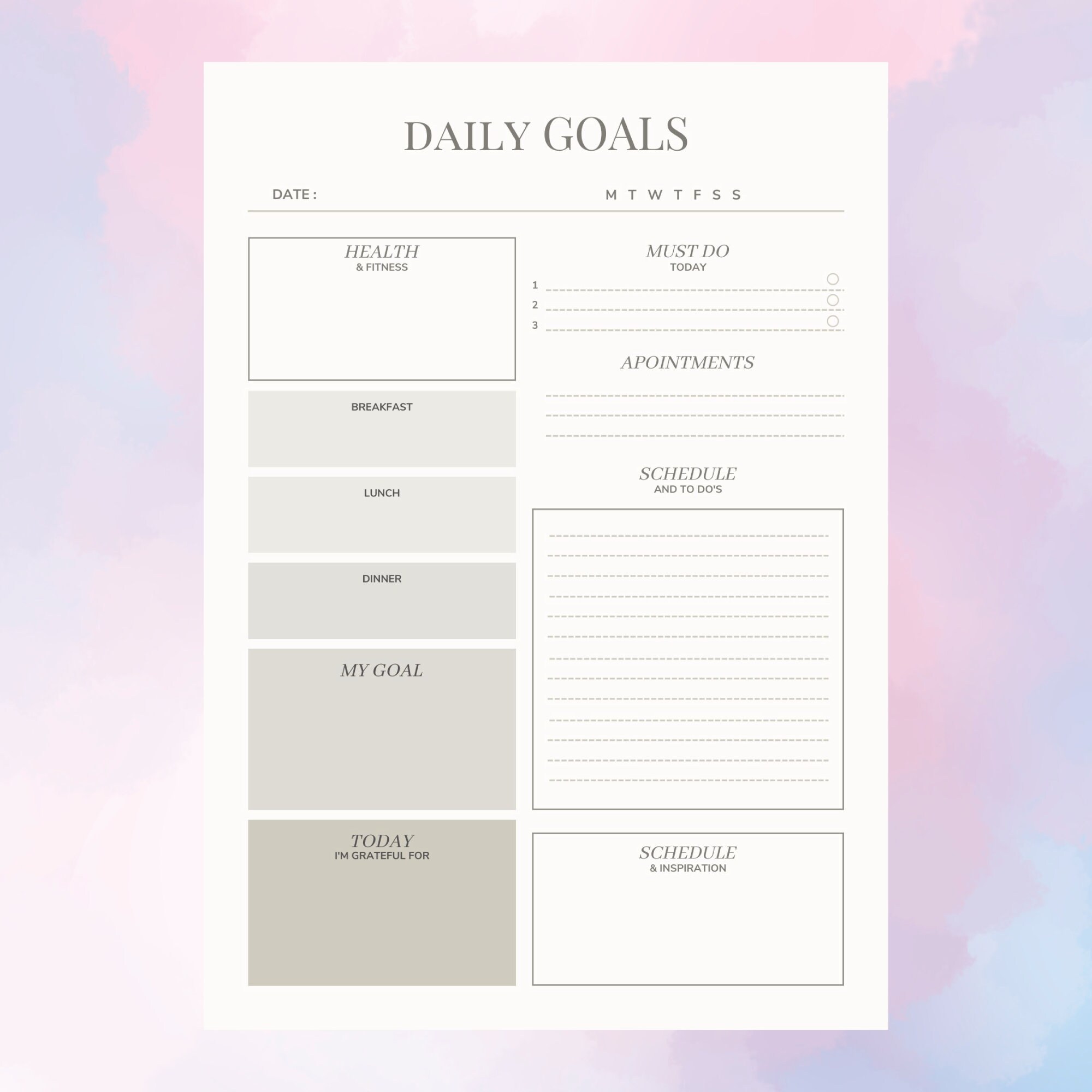 ADHD Daily Planner Printable, A4 Printable ADHD Daily Goals Planner - Etsy