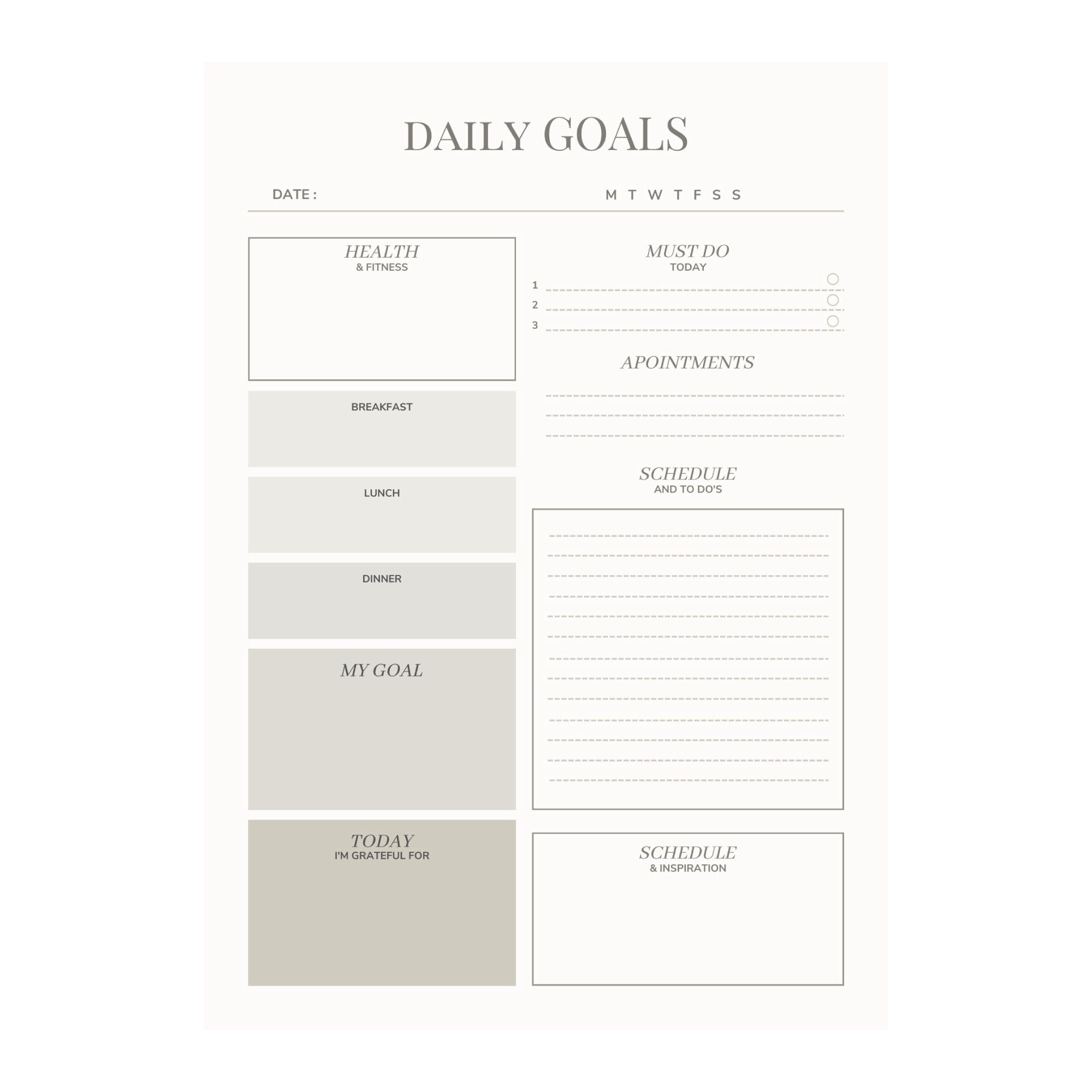 ADHD Daily Planner Printable, A4 Printable ADHD Daily Goals Planner - Etsy