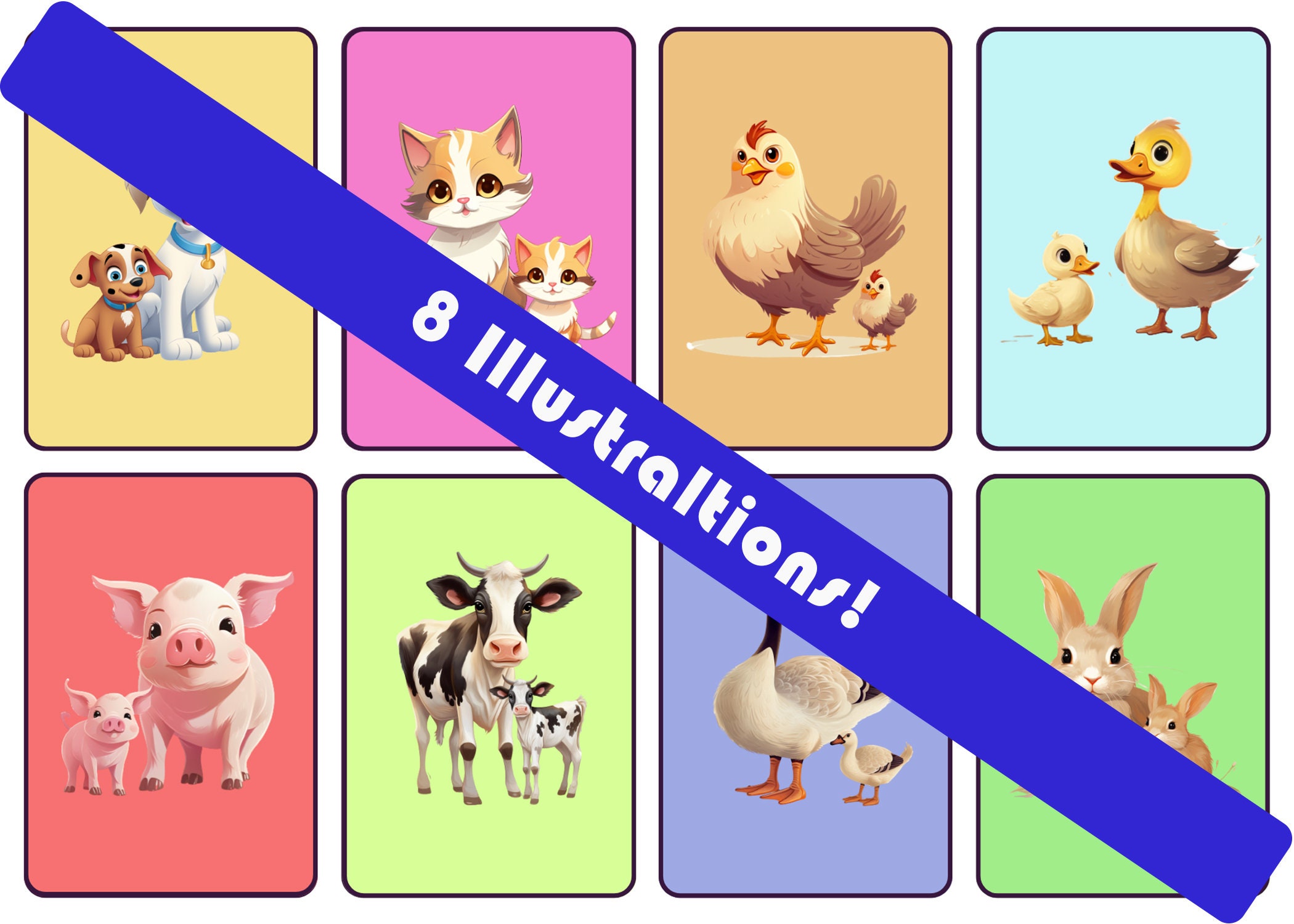 ANIMAL FLASHCARDS - Digital & Printable - Great for Kids - Matching ...