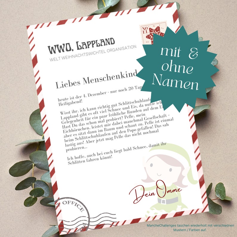 25 Secret Santa Letters Set to Print Out for Advent Secret Santa Post ...