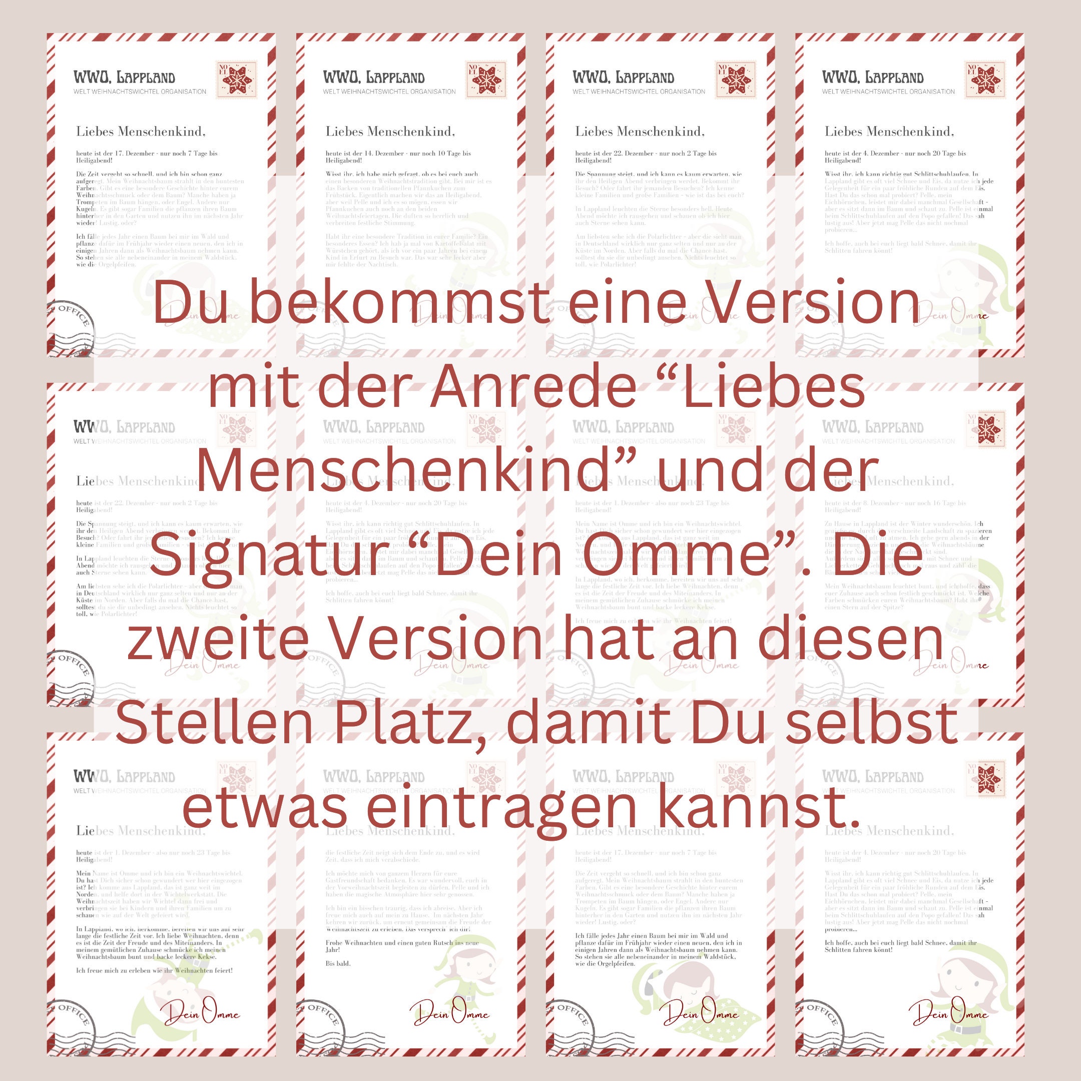 25 Secret Santa Letters Set to Print Out for Advent Secret Santa Post ...