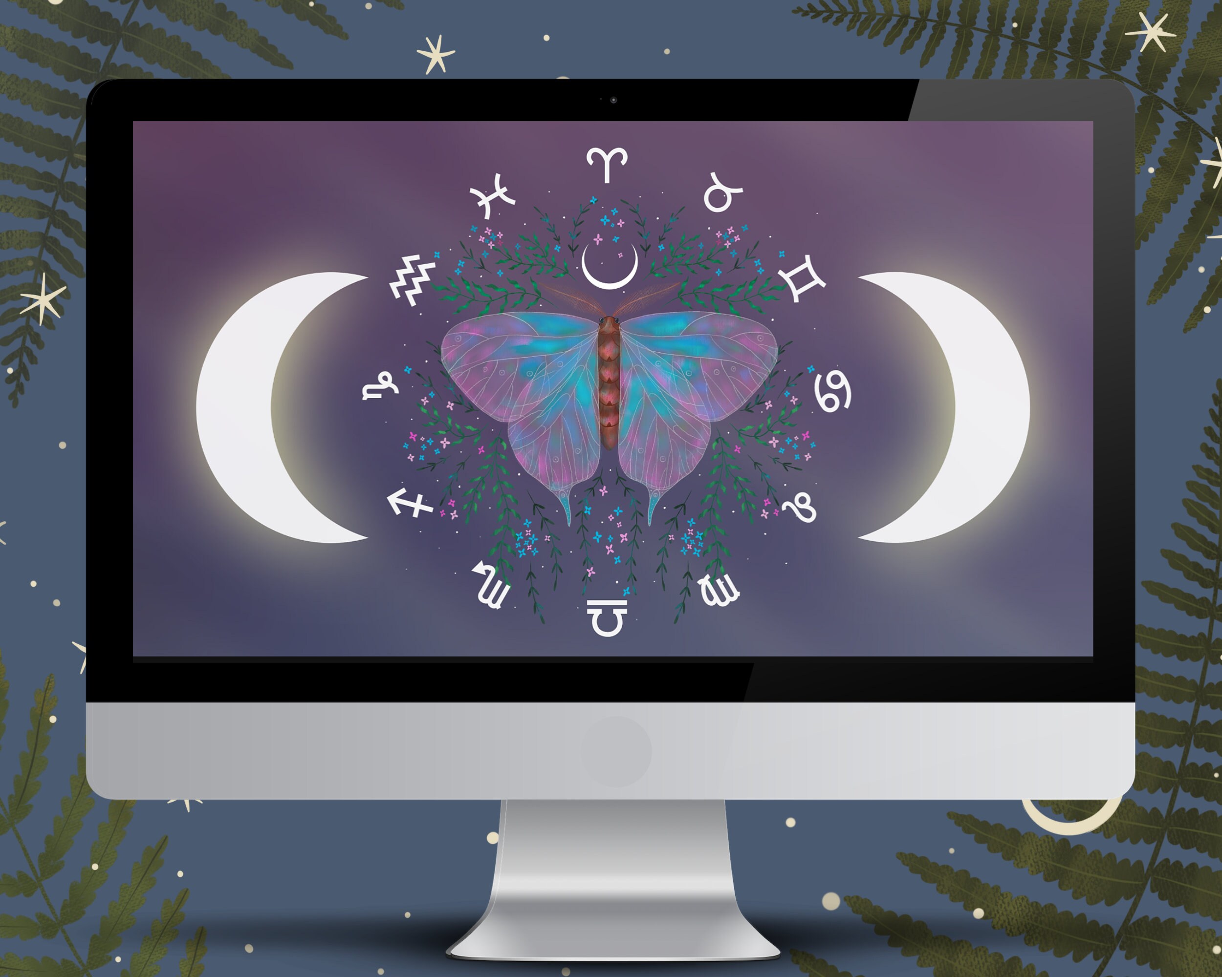 Butterfly Wallpaper PC Astrology. 5 Colors Mystical Mac Aesthetic ...