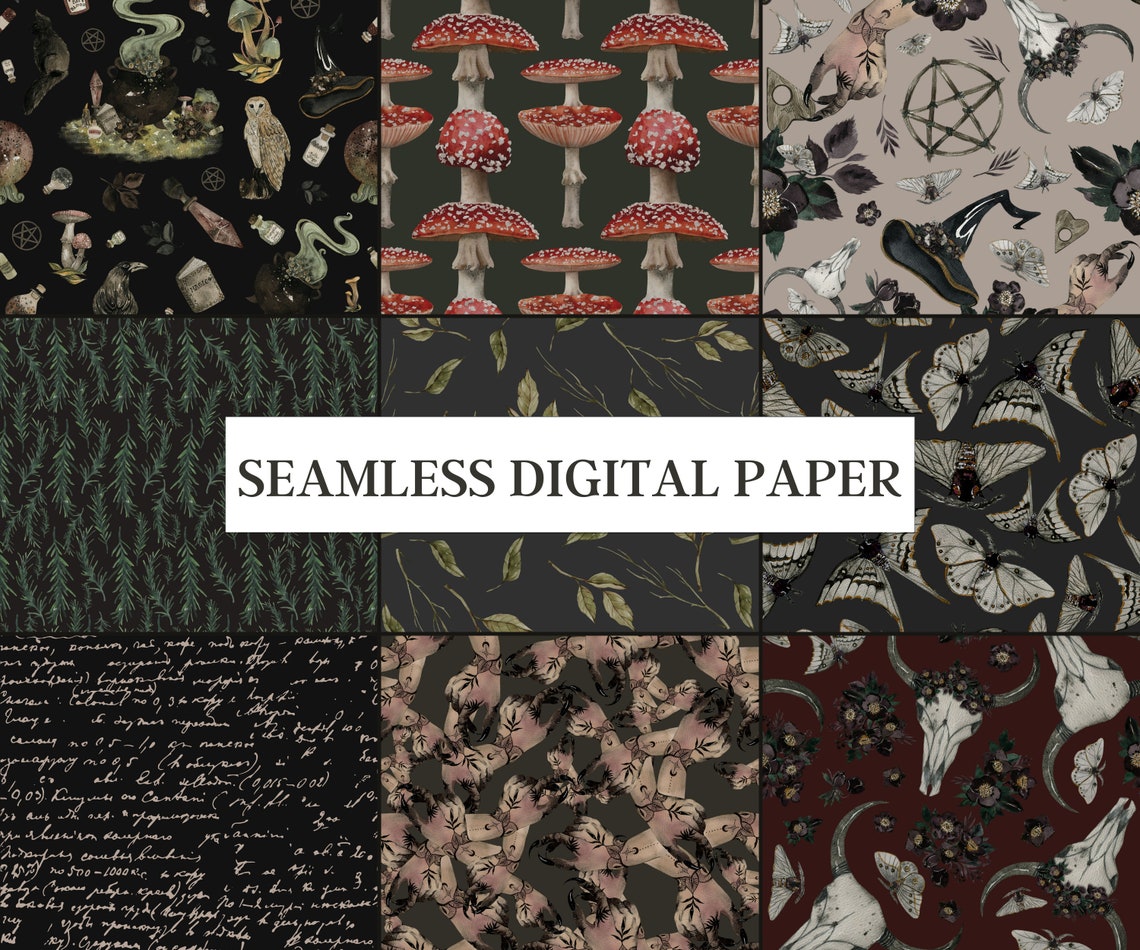 10 Witchcraft Seamless Patterns 300 Dpi. Scrapbook Decor Magic Digital ...