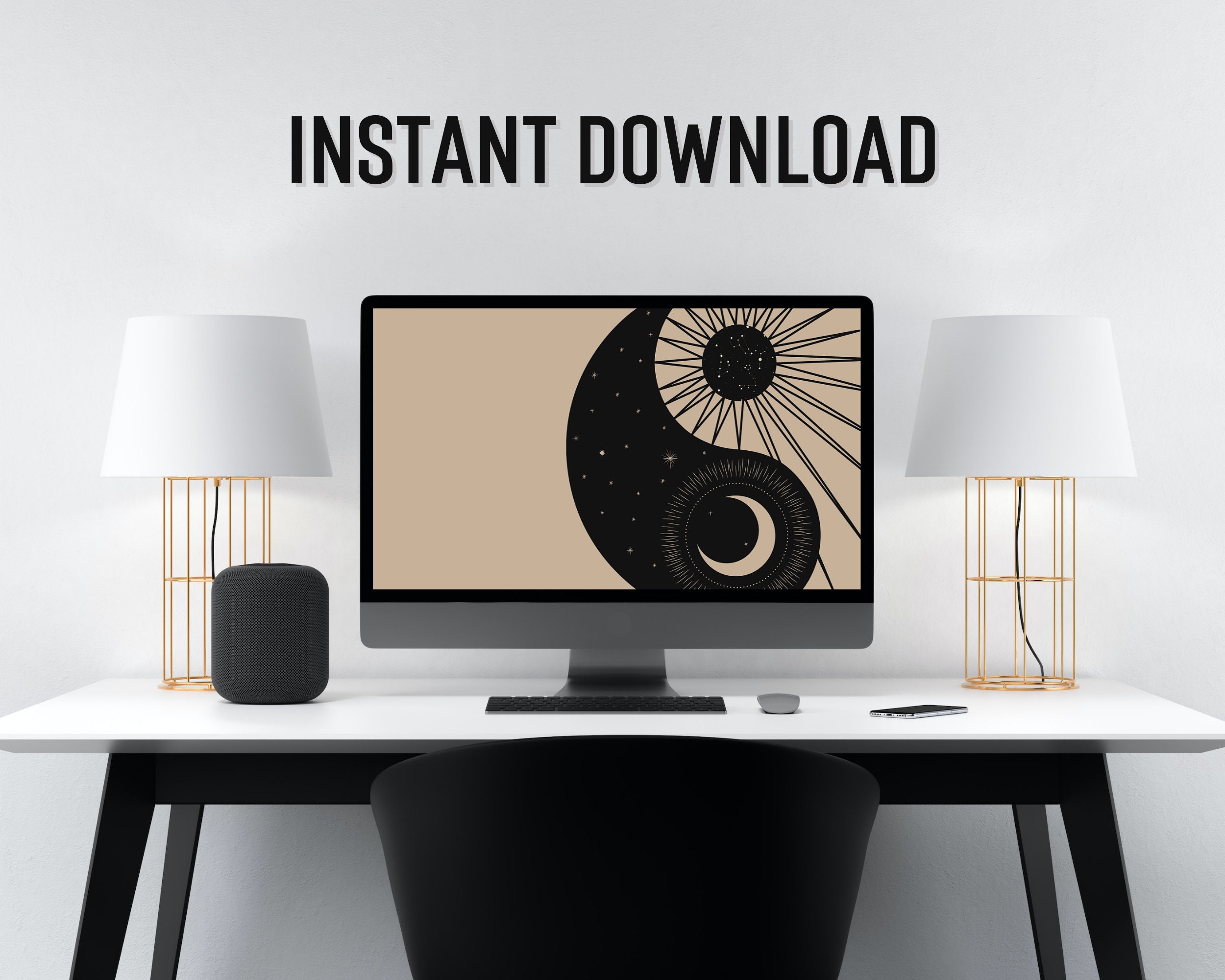 Desktop Wallpaper Astrological PC. Mystical Witchy Cosmic Zodiac ...